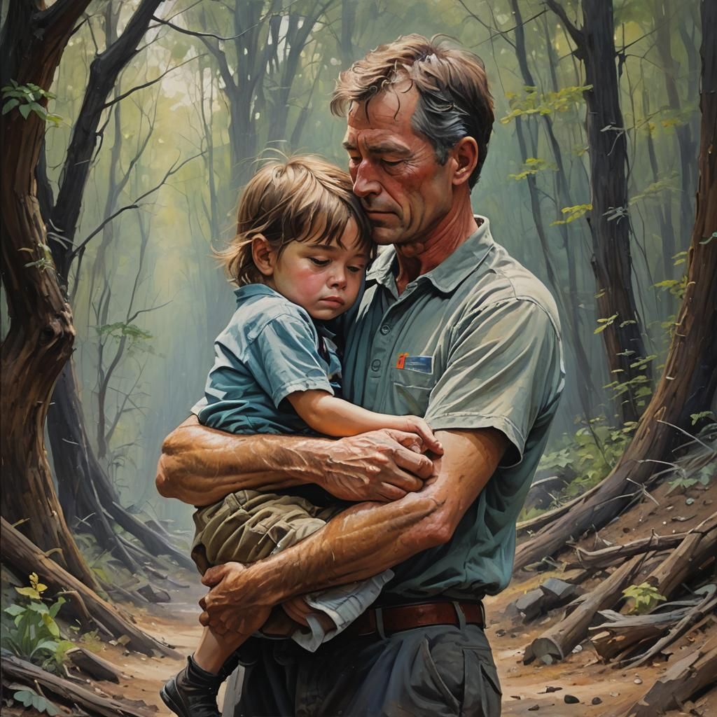 Father hugging child after near death experience - AI Generated Artwork ...