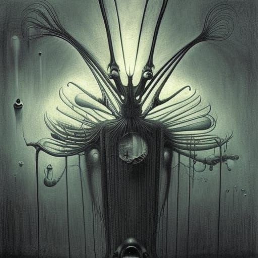 Surreal creepy sentient digital LED alarm clock insect mutated ...