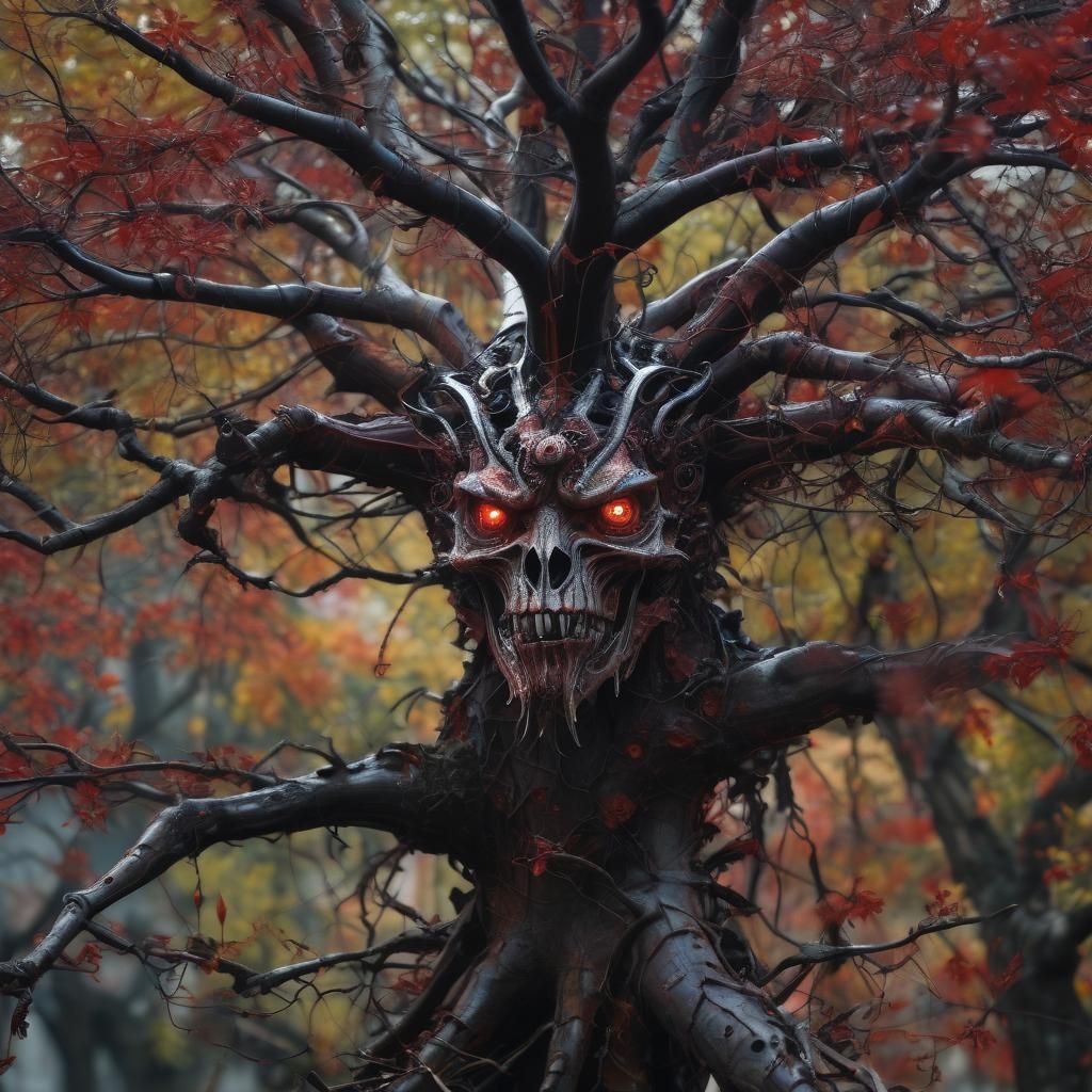 mechanical demon tree - AI Generated Artwork - NightCafe Creator