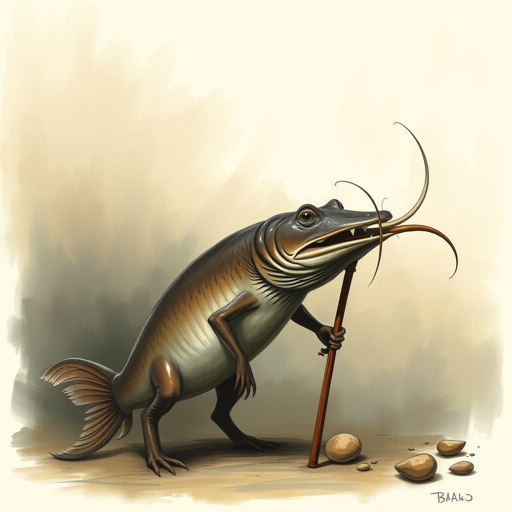 Dapper Walking Catfish in Formal Attire - AI Art
