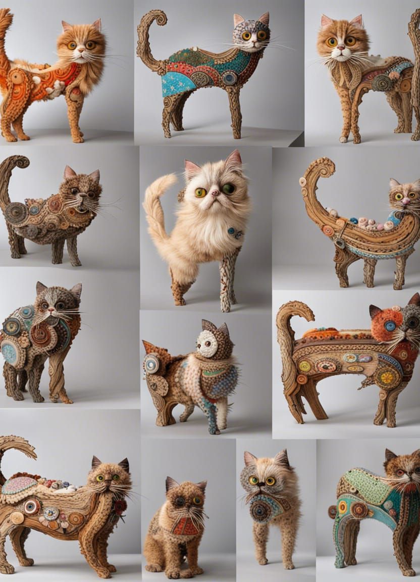 Persian cat made of recycled stuff, imo driftwood counts, too ...