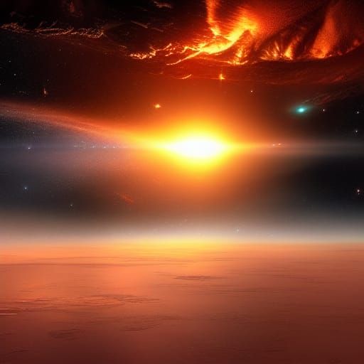 sunset in space - AI Generated Artwork - NightCafe Creator