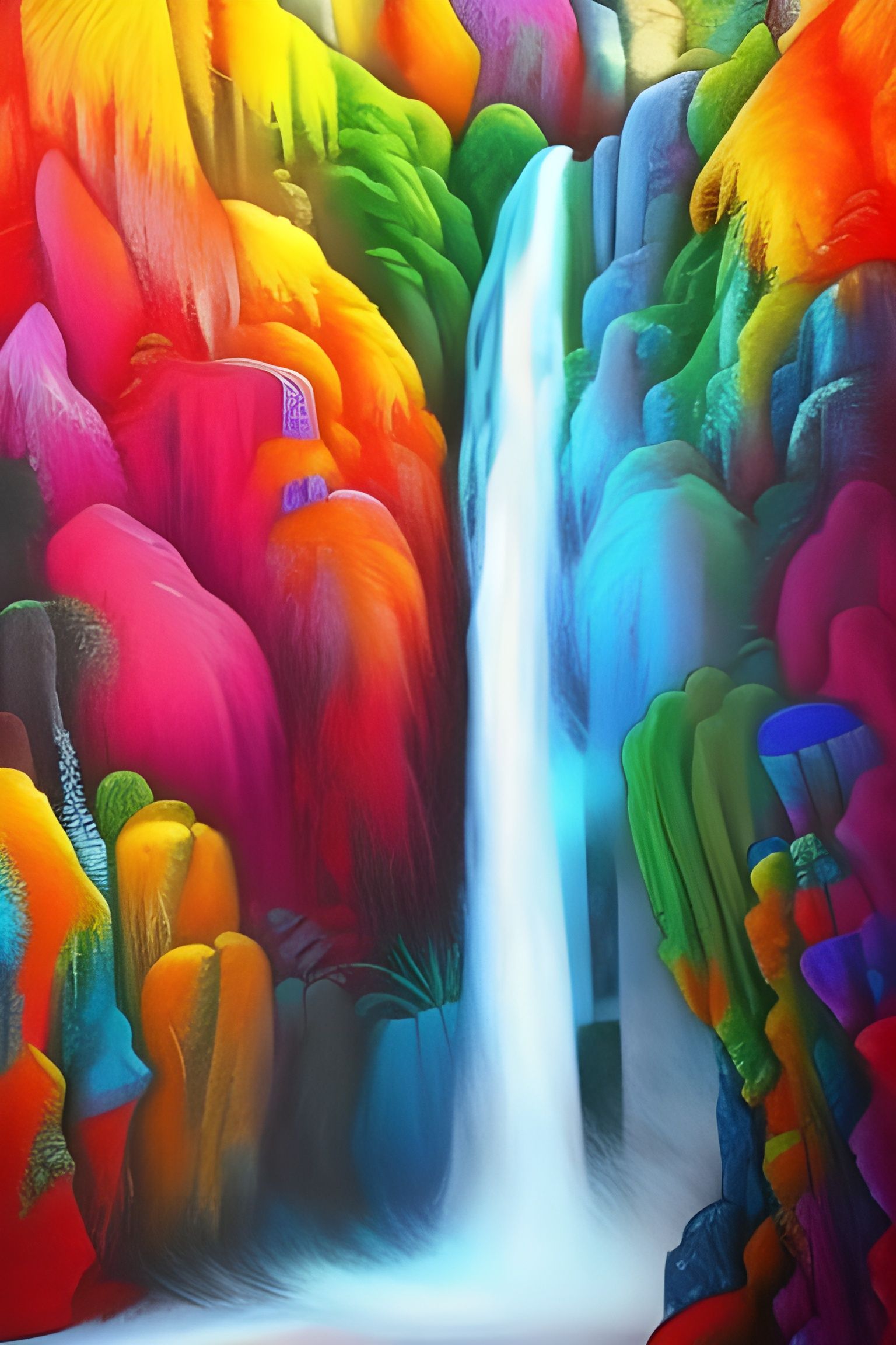 Rainbow Waterfall - AI Generated Artwork - NightCafe Creator