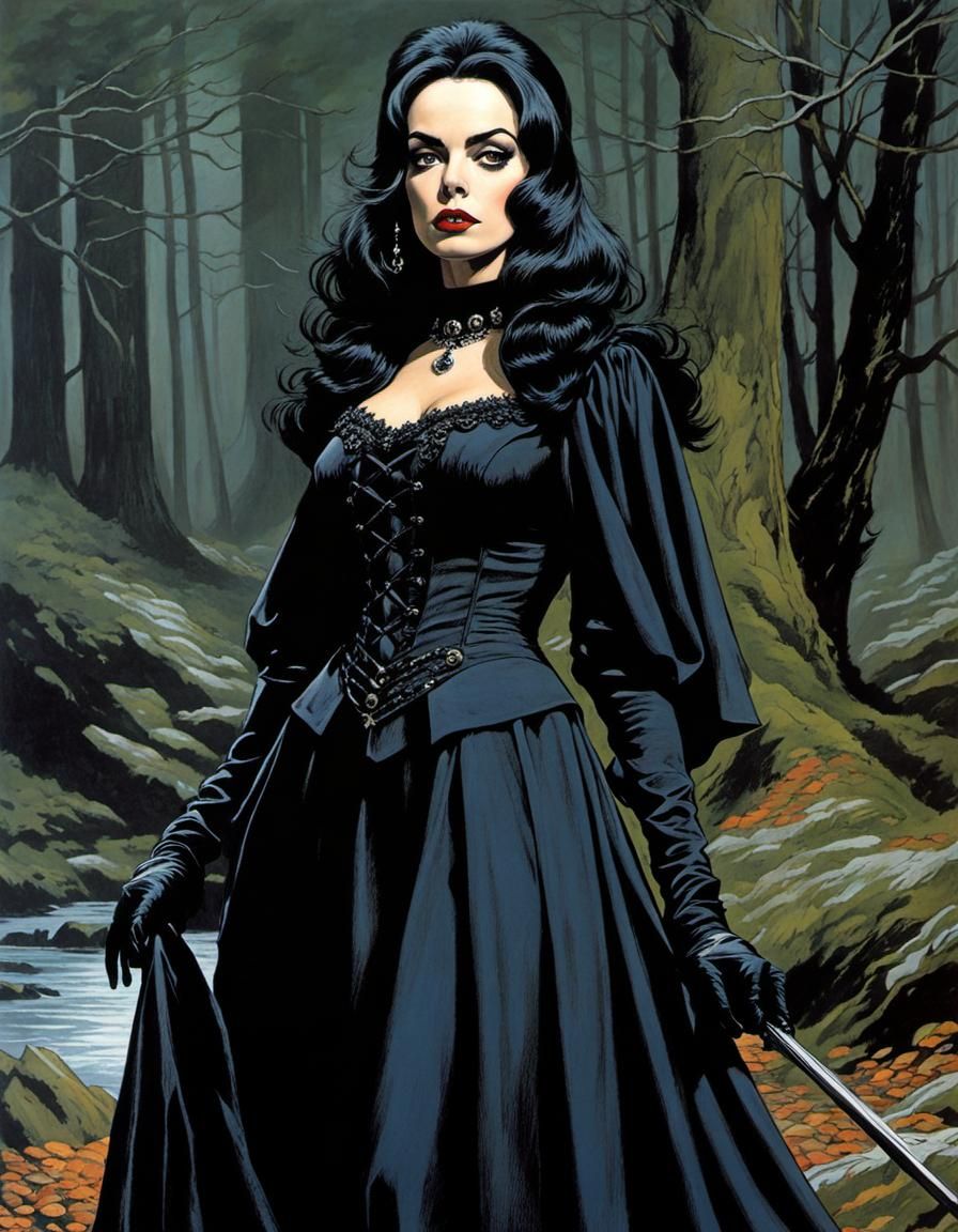 Goth Barbara Steele - AI Generated Artwork - NightCafe Creator