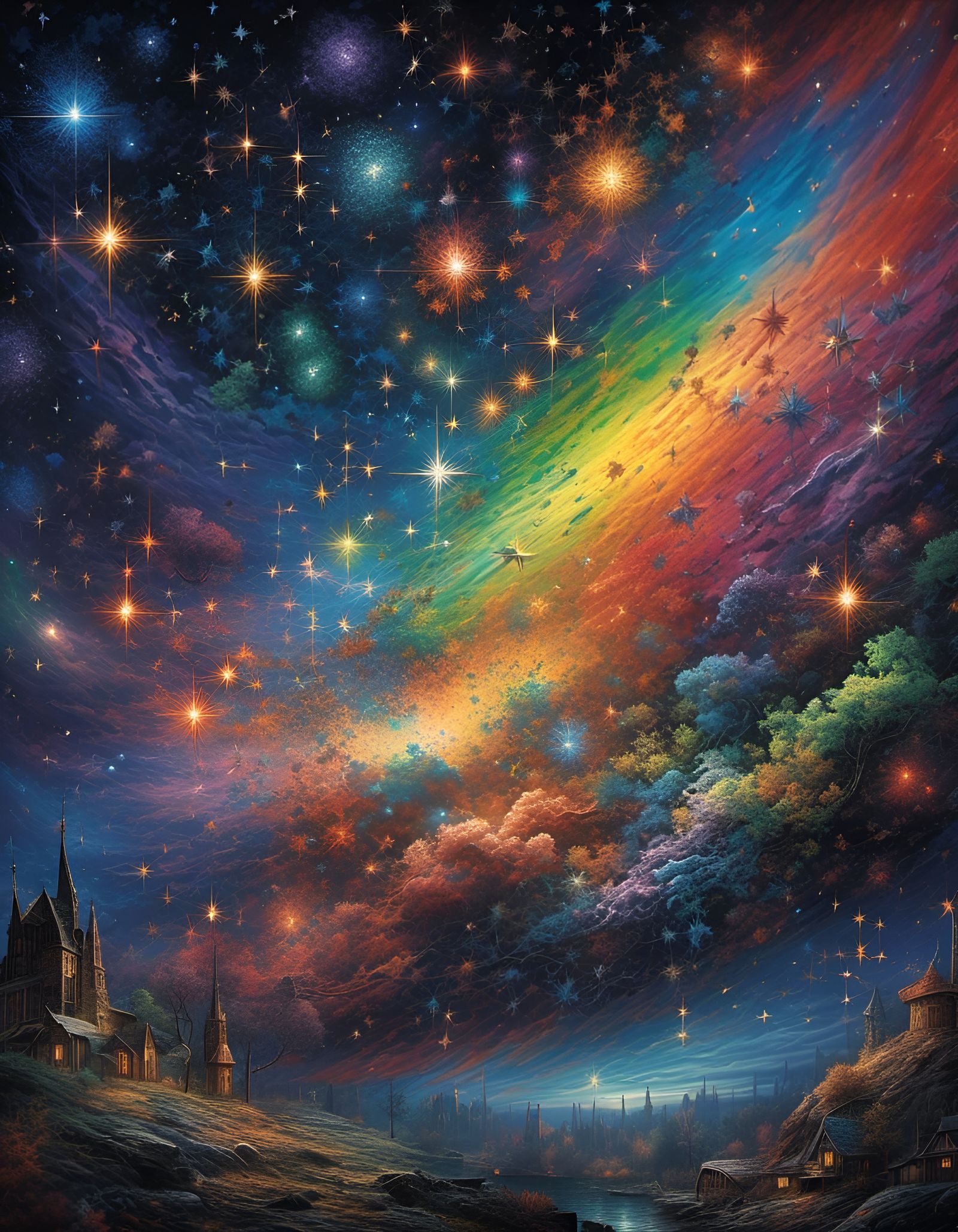 A Rainbow at night - AI Generated Artwork - NightCafe Creator