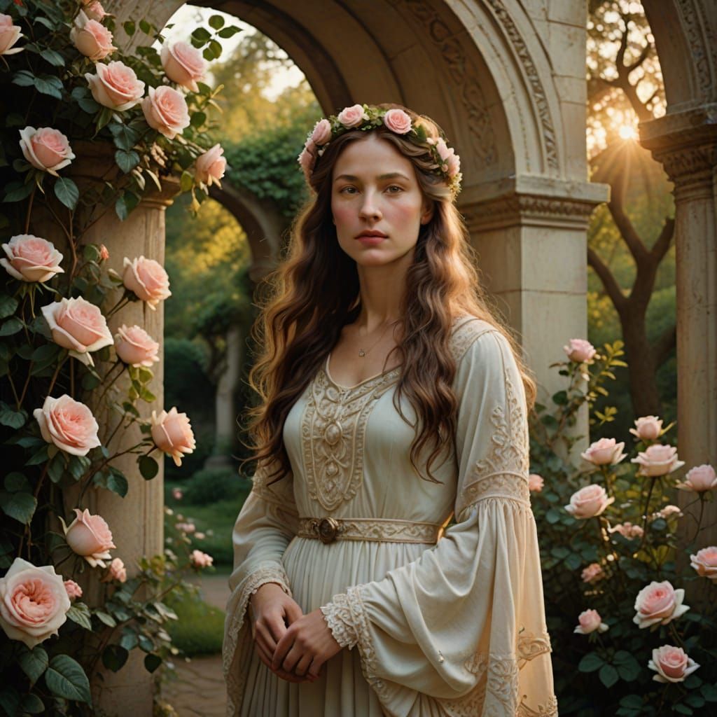 Ethereal Beauty in Whimsical Classical Setting - AI Art