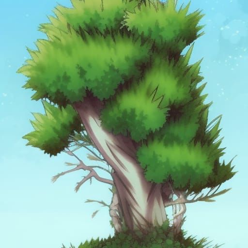 Small Juniper Bush with childish features by artist "anime", Anime Key ...