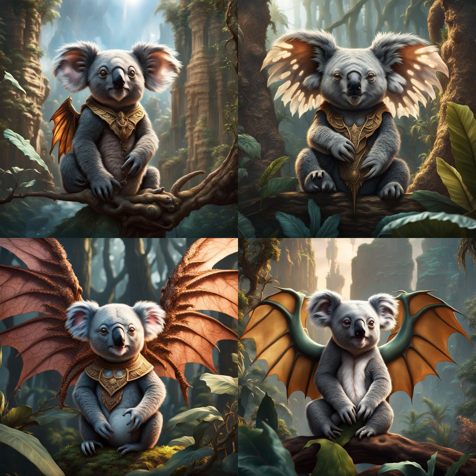 A koala with dragon wings and elephant ears - AI Generated Artwork ...