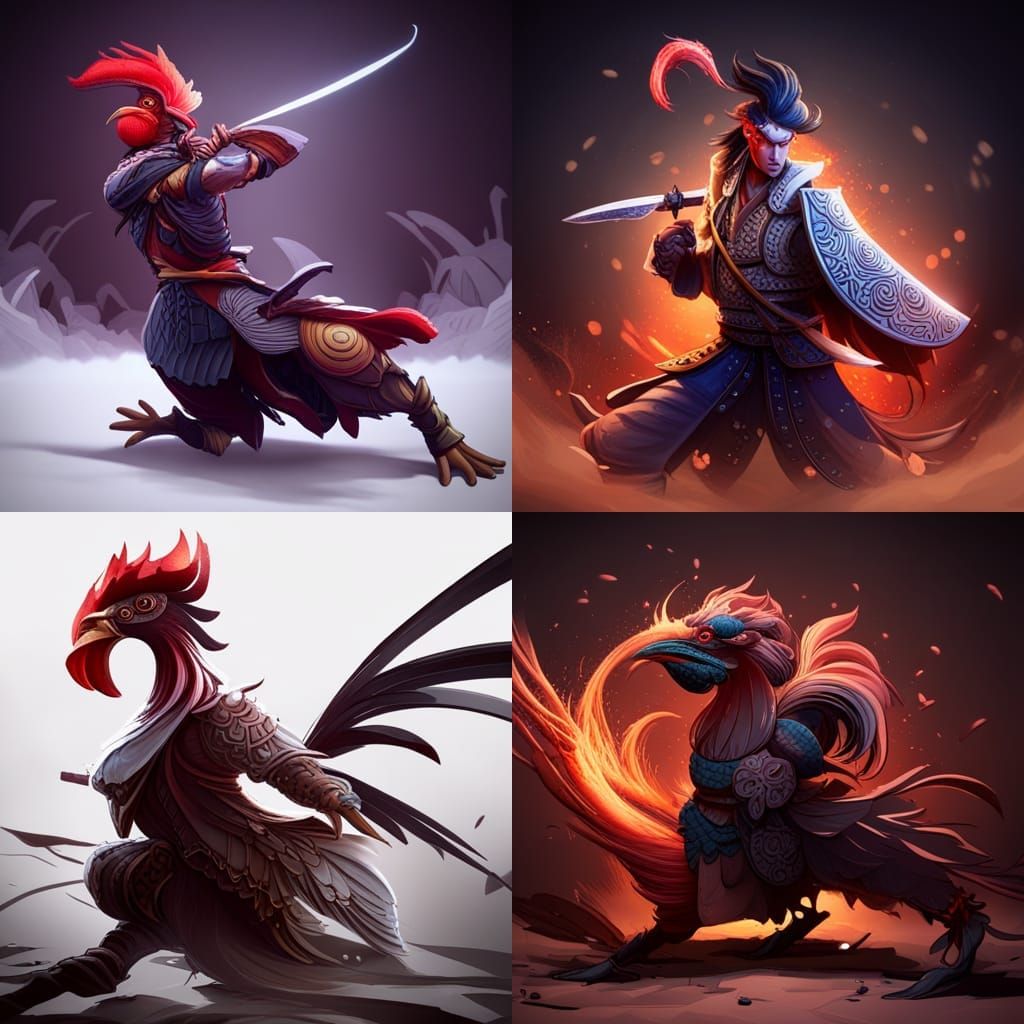 samurai rooster fighting for life, 8k resolution, dynamic lighting ...