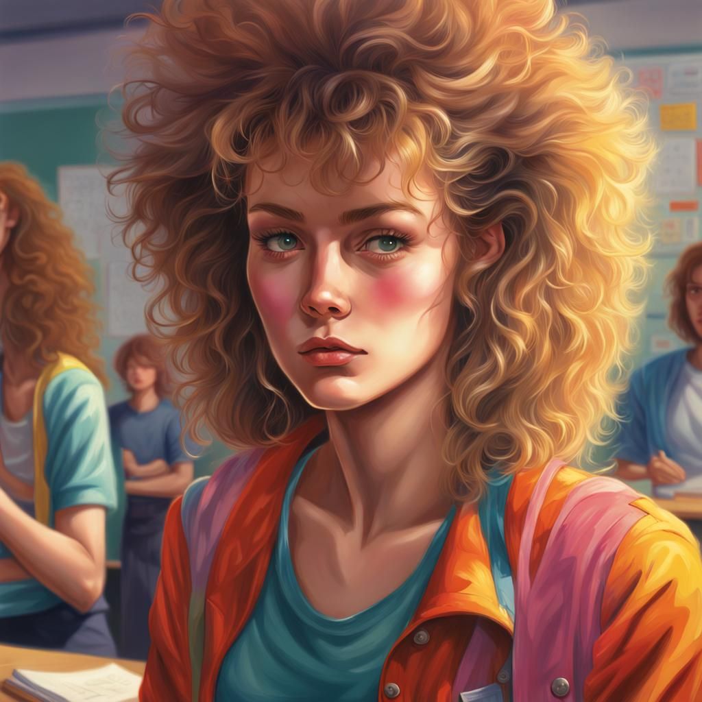 80s Gal in Class - AI Generated Artwork - NightCafe Creator