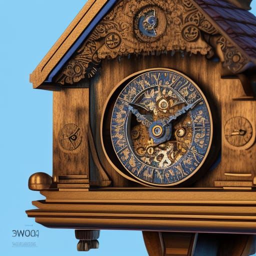 a closeup of ancient cuckoo clock, liana's gears, Unreal Engine, by ...