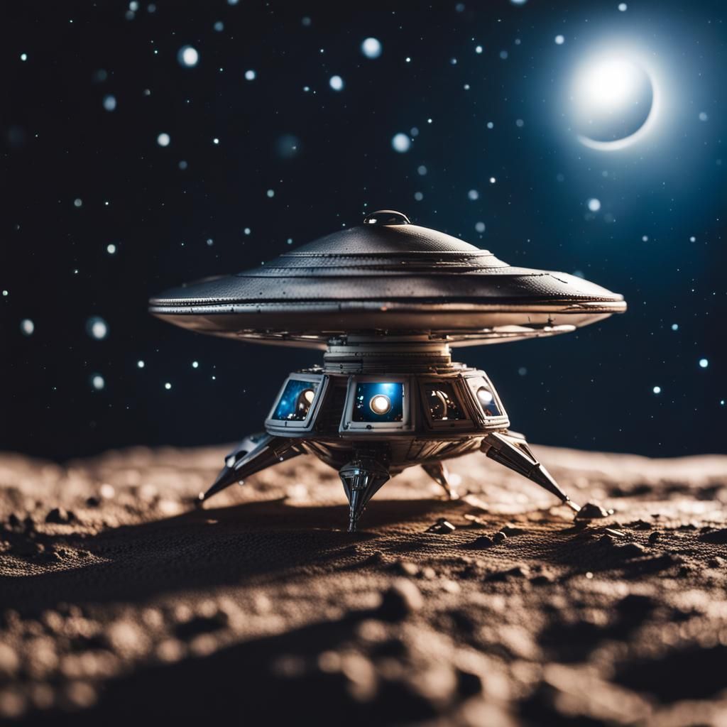 Photograph, Macro, miniature alien spaceship with alien in it on the ...