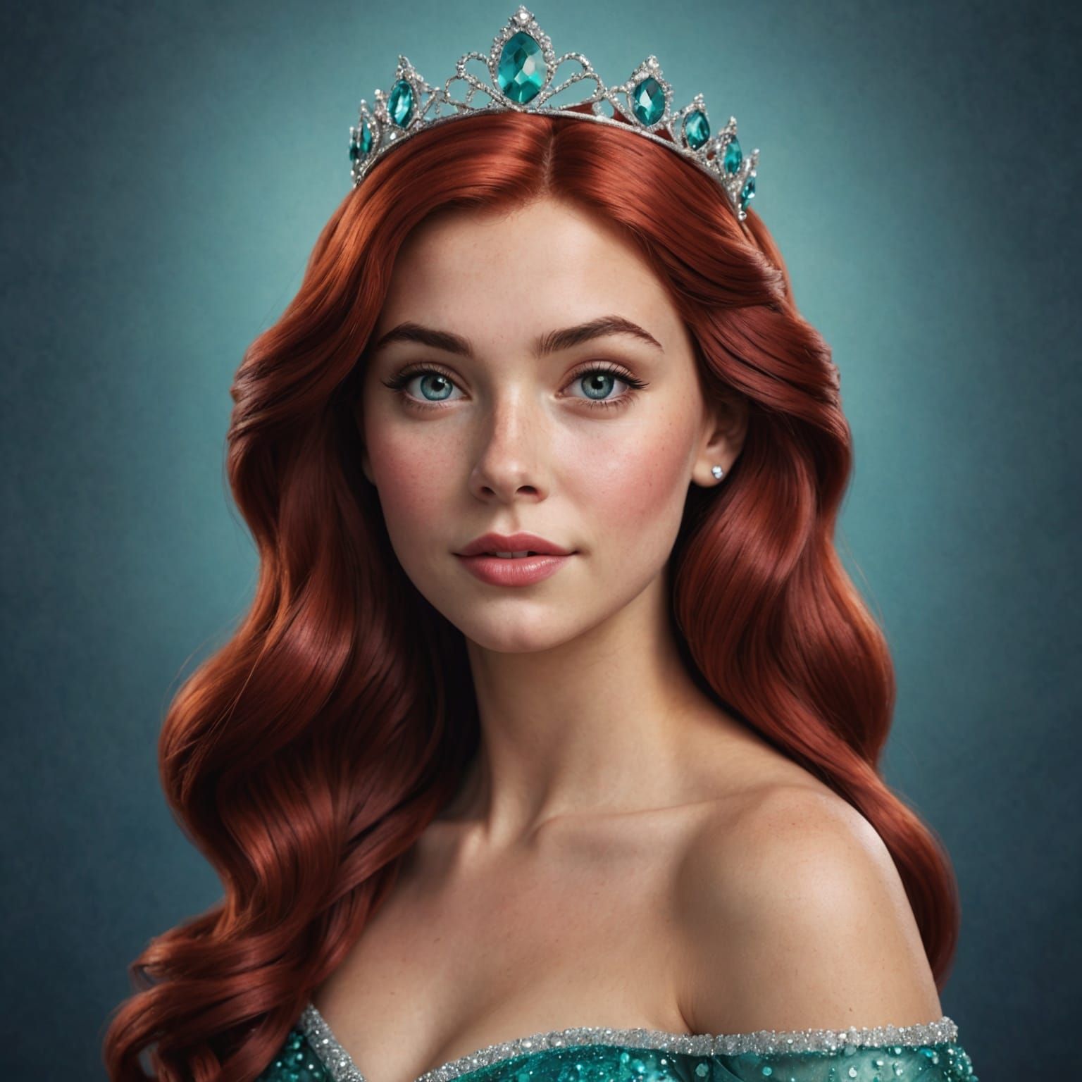 Princess Ariel, photorealistic, realistic portrait, head and shoulders ...