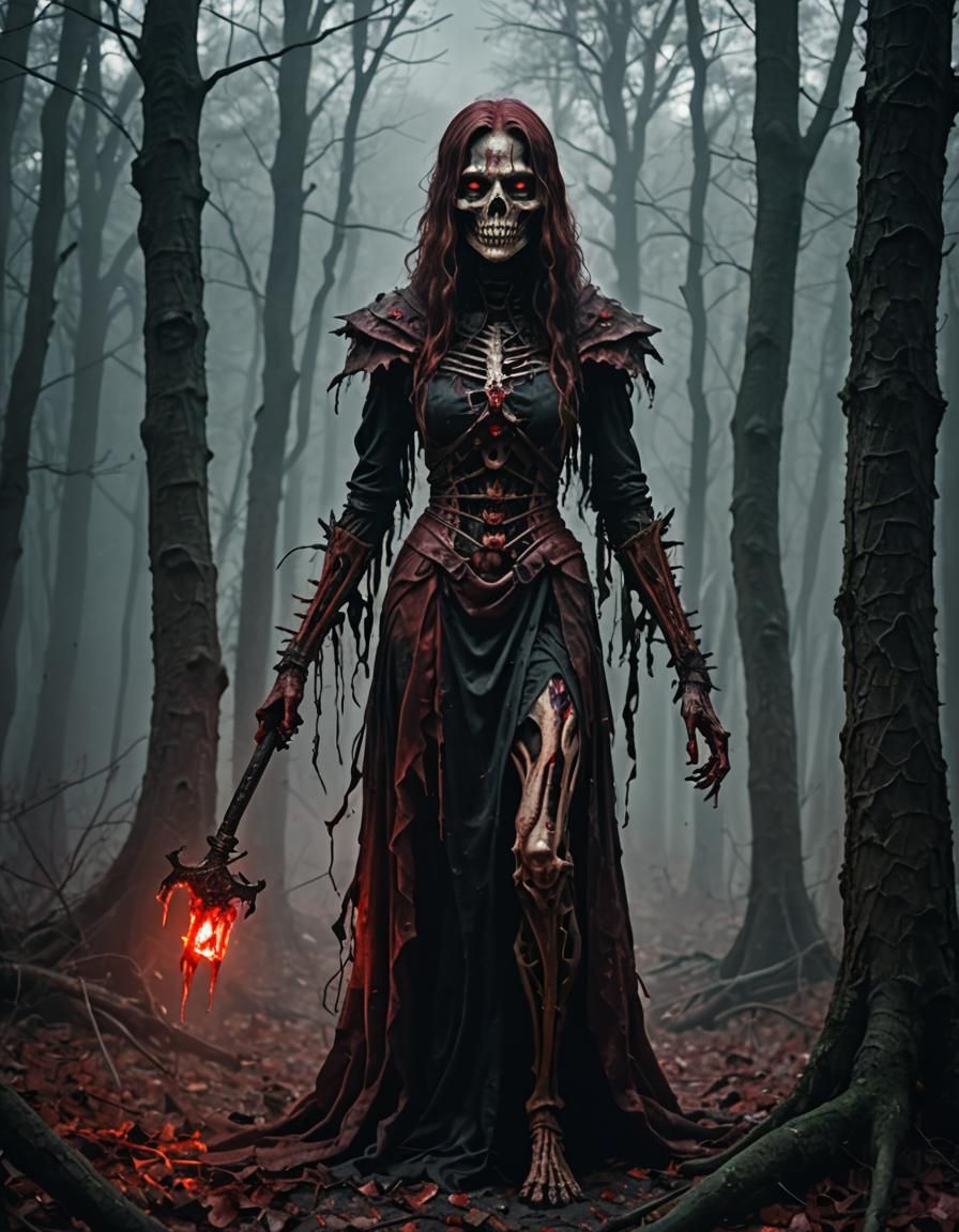 Crimson Ghoul Lady - AI Generated Artwork - NightCafe Creator