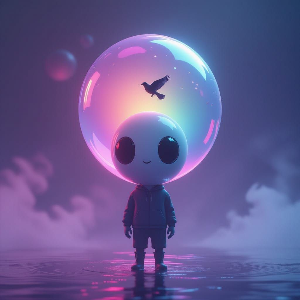 Dreamlike Bubblehead Character in Hyperrealistic D... - AI Art