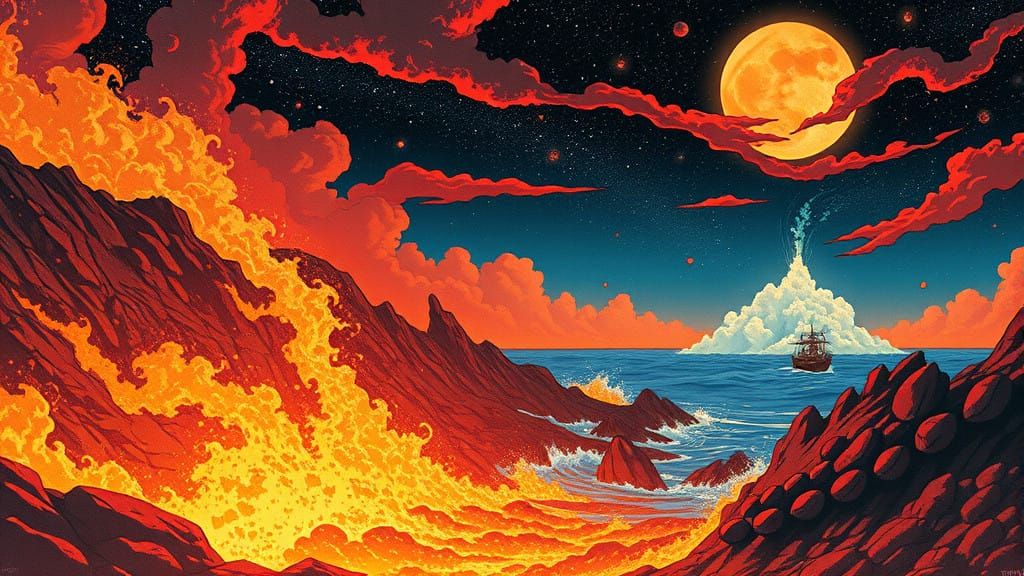 Ethereal Mercury Summer Landscape in Vibrant Hues - AI Art