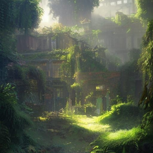 mossy building 7 - AI Generated Artwork - NightCafe Creator
