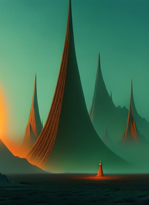 Astronaut encounters aliens Zdzisław Beksiński Moebius action painting ...