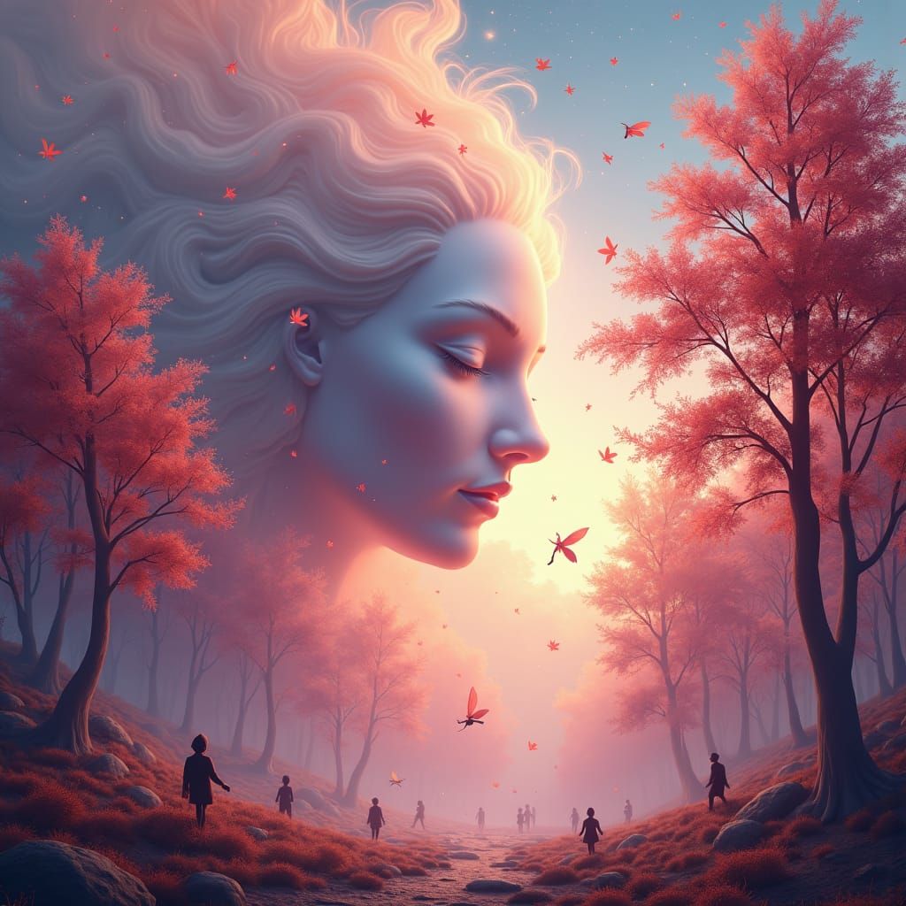 blowing the wind - Ethereal Deity Hovers Over Enchanted Autu...
