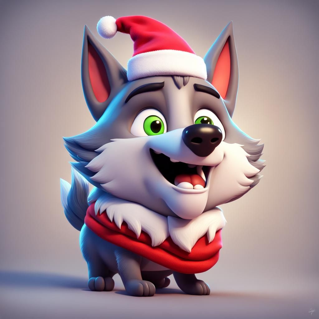 Toon Christmas Wolf - AI Generated Artwork - NightCafe Creator