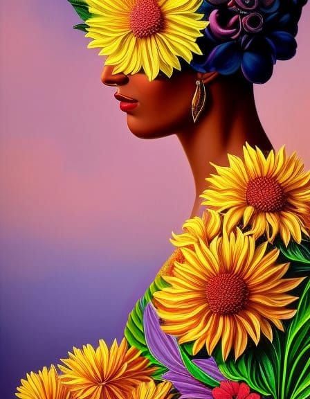 a woman covered in flowers - AI Generated Artwork - NightCafe Creator