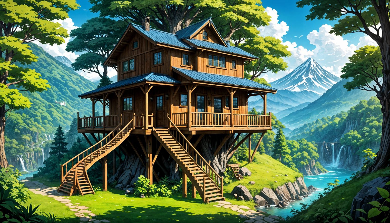 Dream Home - Surreal Anime-Inspired Treehouse Mansion Amidst...