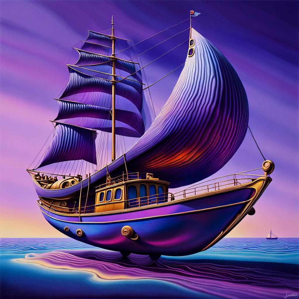 A purple sailing boat - AI Generated Artwork - NightCafe Creator