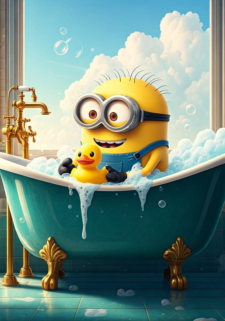 Minion playing with his rubber ducky