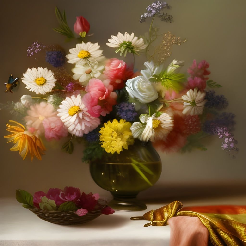 Flemish flower arrangement - AI Generated Artwork - NightCafe Creator