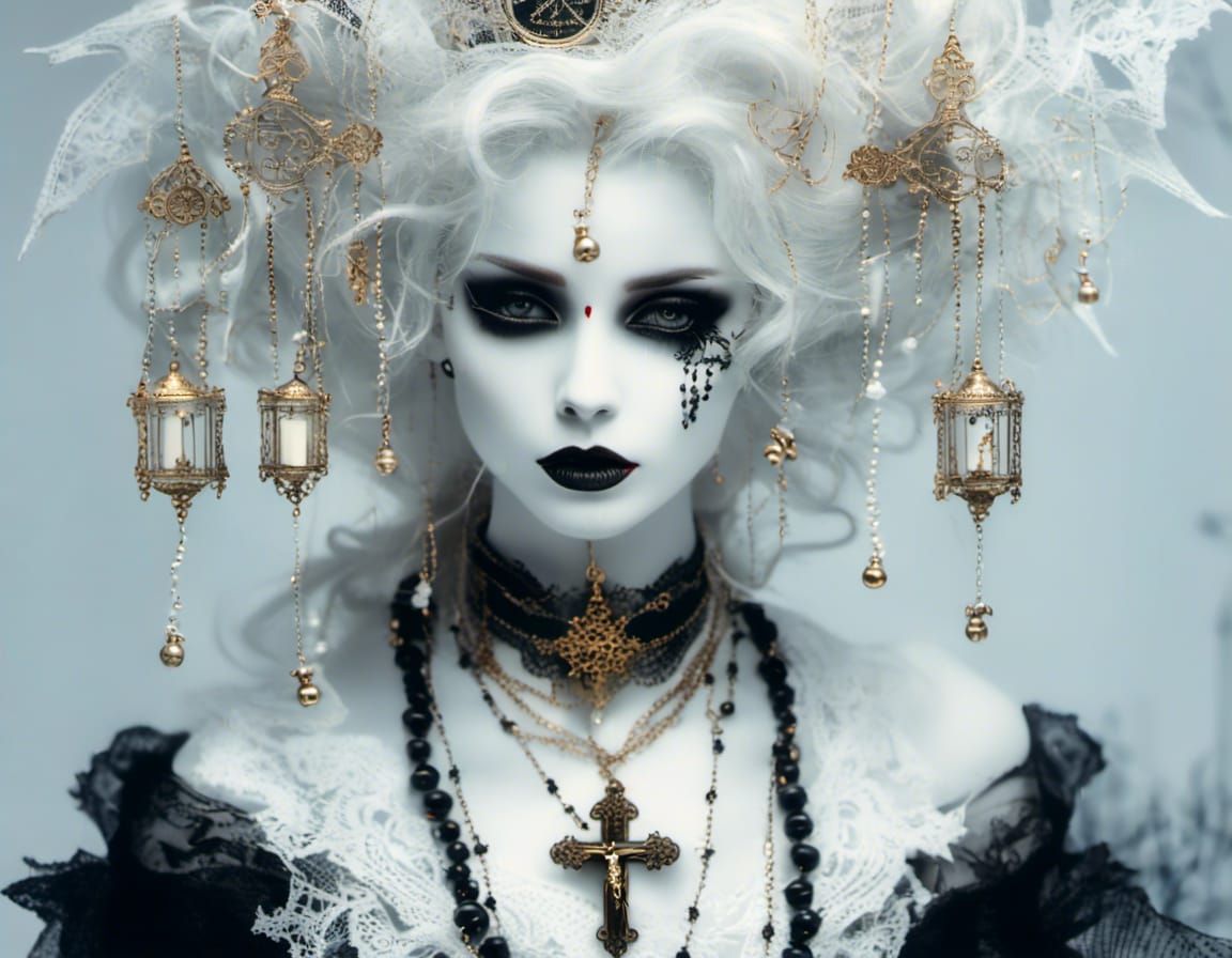 porcelain white goth woman - AI Generated Artwork - NightCafe Creator