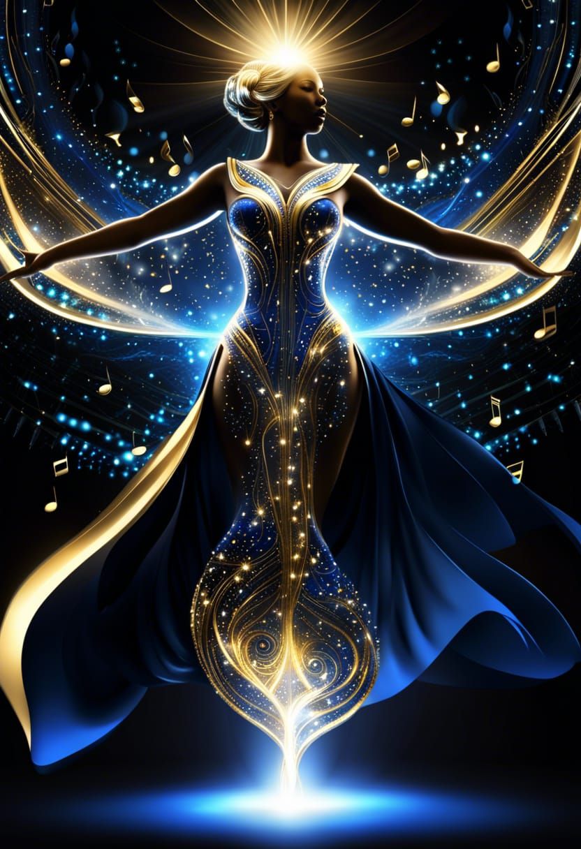 A symphonic flow of shining music turning into a goddess of light 11 ...