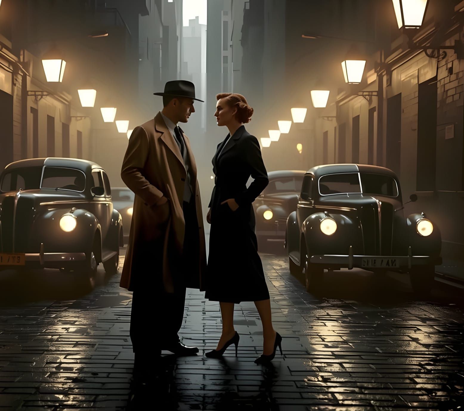 Alley Affair - 1940s Film Noir Alley Scene in America