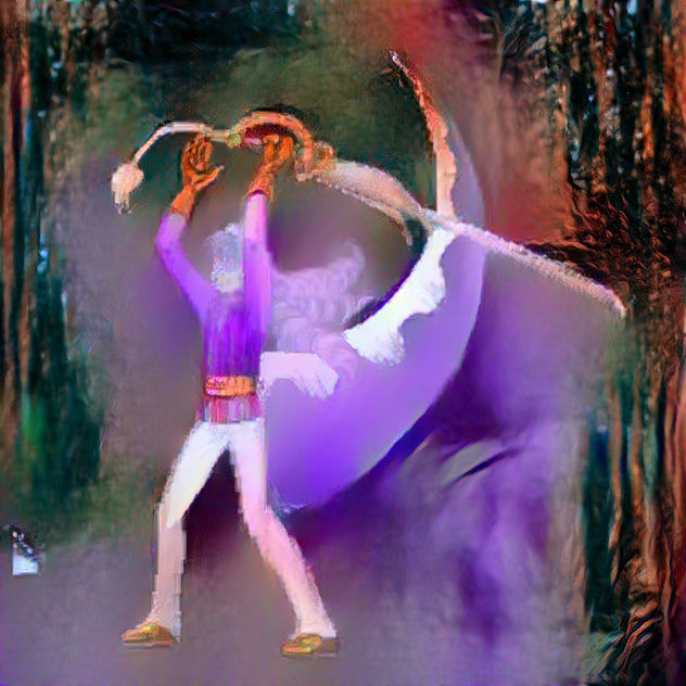 Purple bladed swordsman with long purple curls and purple chains ...