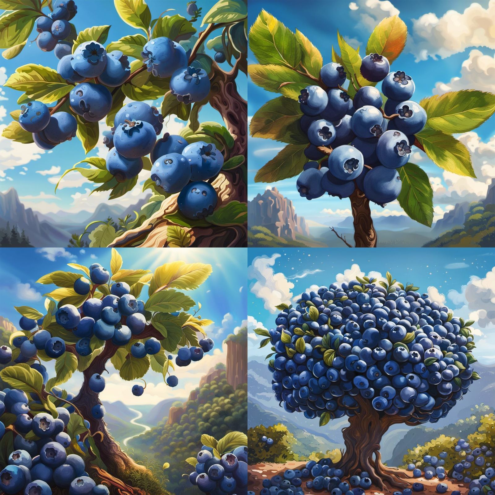 Fantasy giant blueberries on a fantasy giant blueberry tree - AI ...