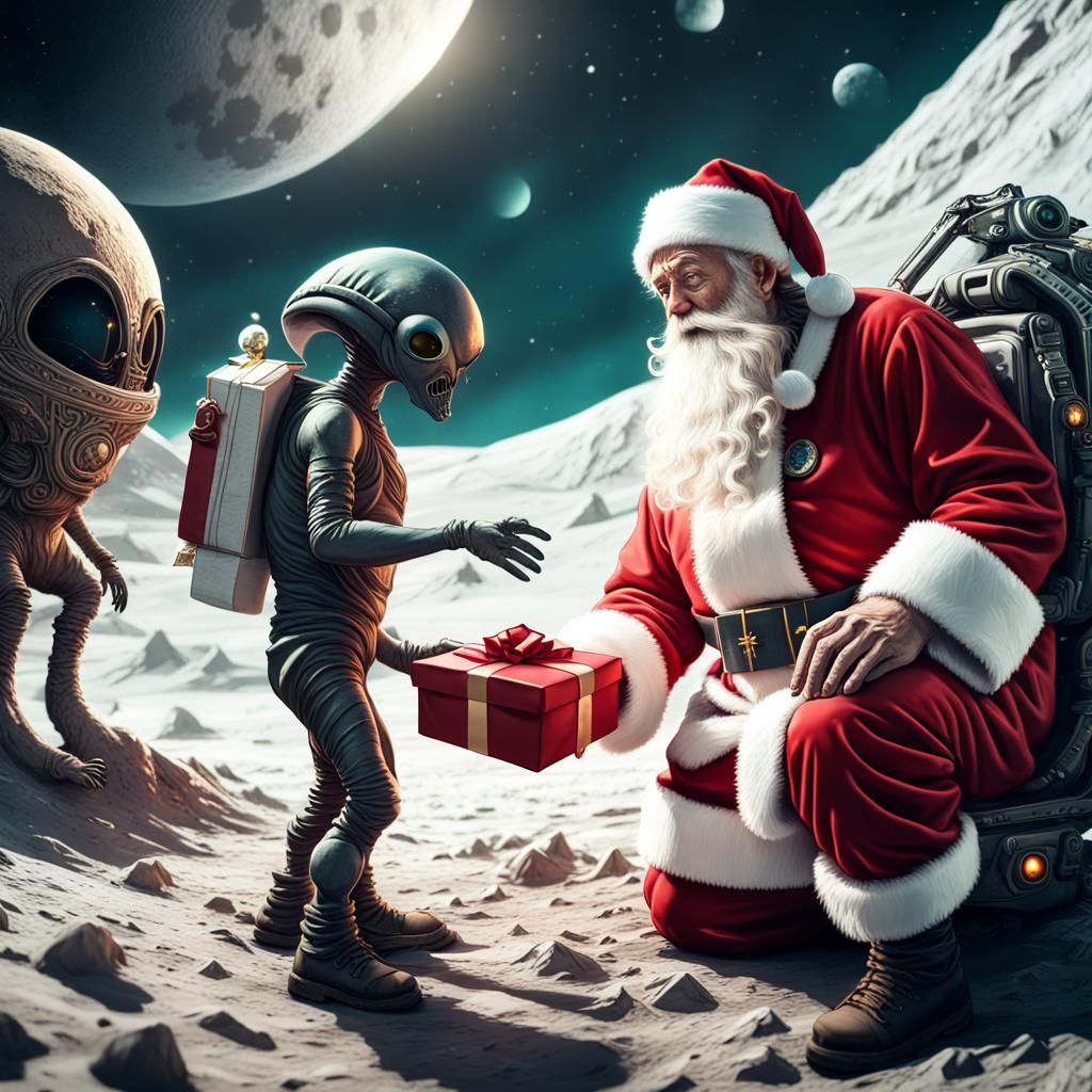 Santa Clause Giving Aliens Presents - AI Generated Artwork - NightCafe ...