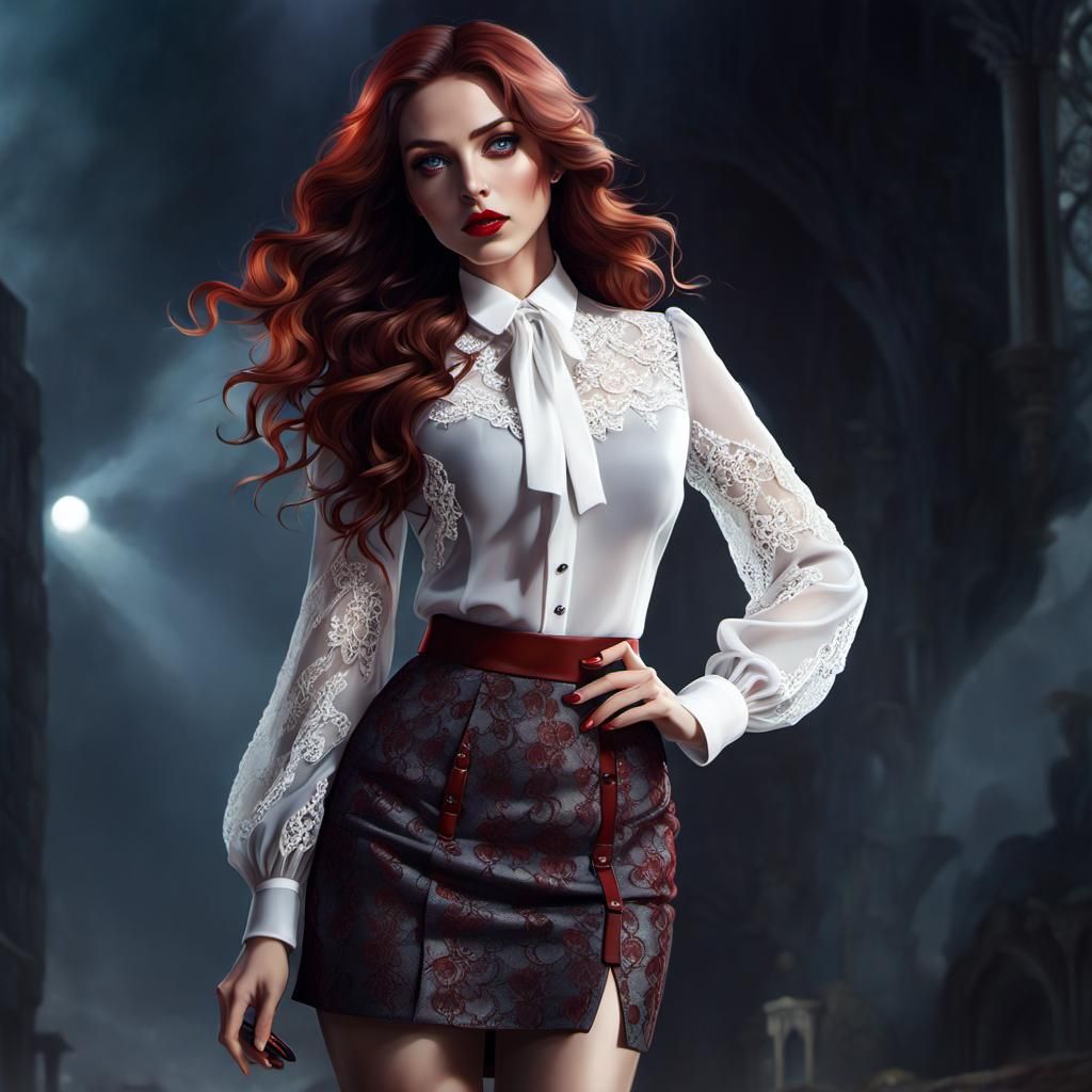 Young beautiful Women with Red Brown wavy long Hair - AI Generated Artwork - NightCafe Creator