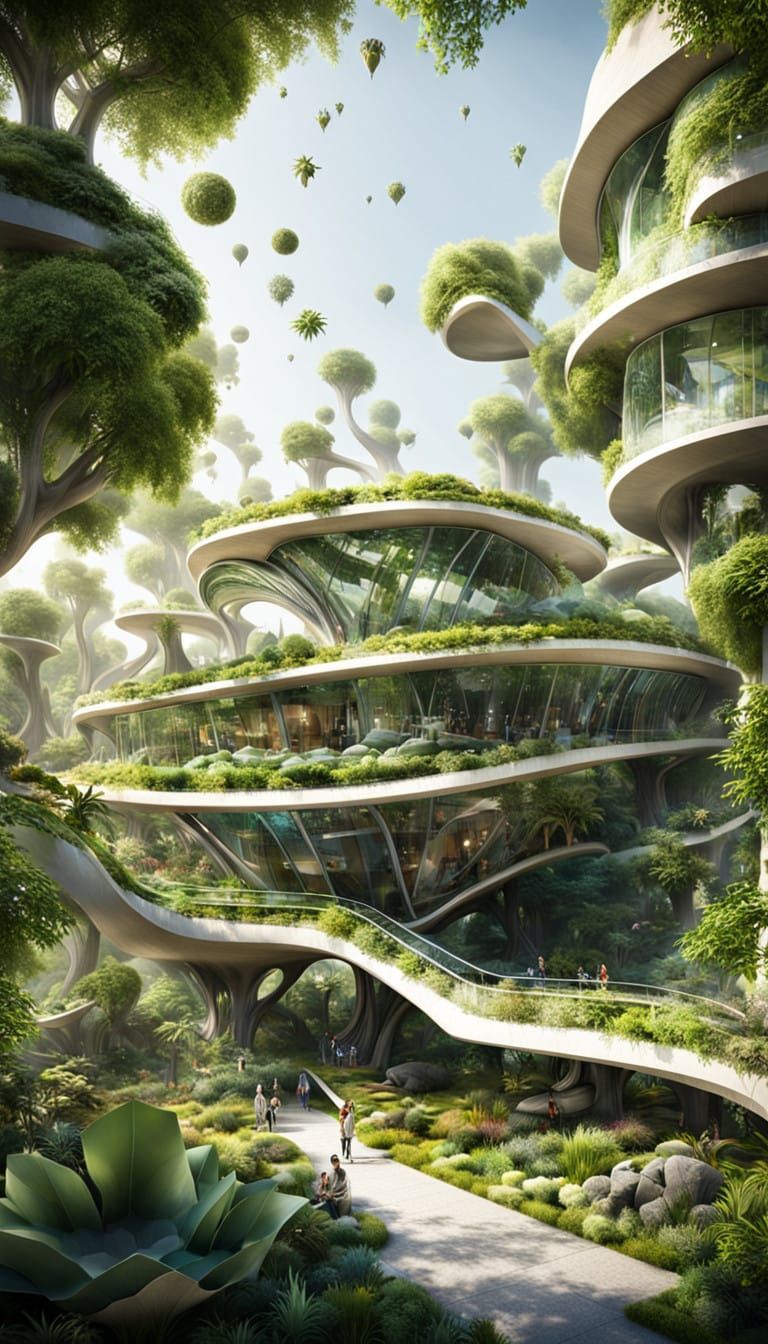 Solarpunk. Create designs of a futuristic world where technology and ...