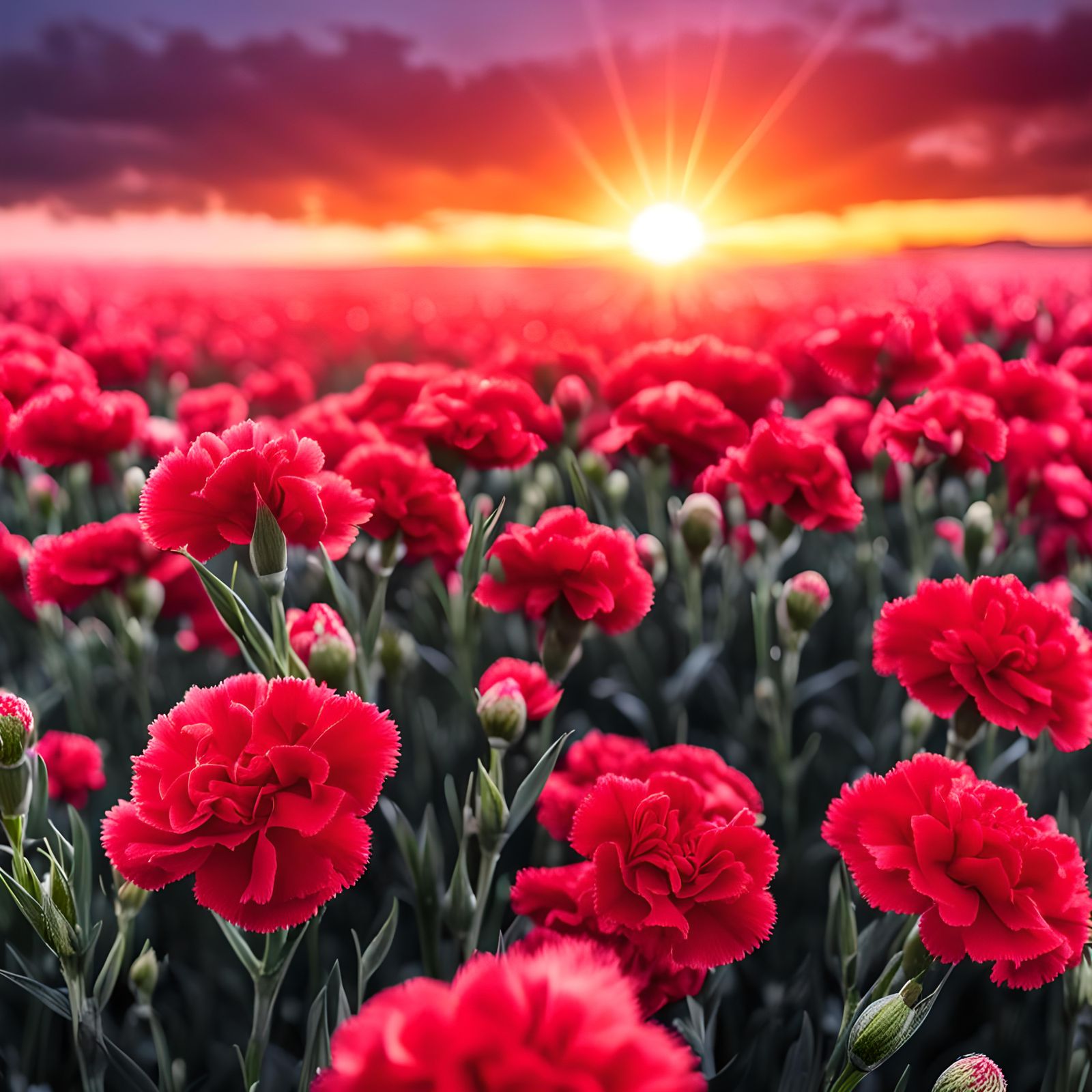 Field of red carnations - AI Generated Artwork - NightCafe Creator