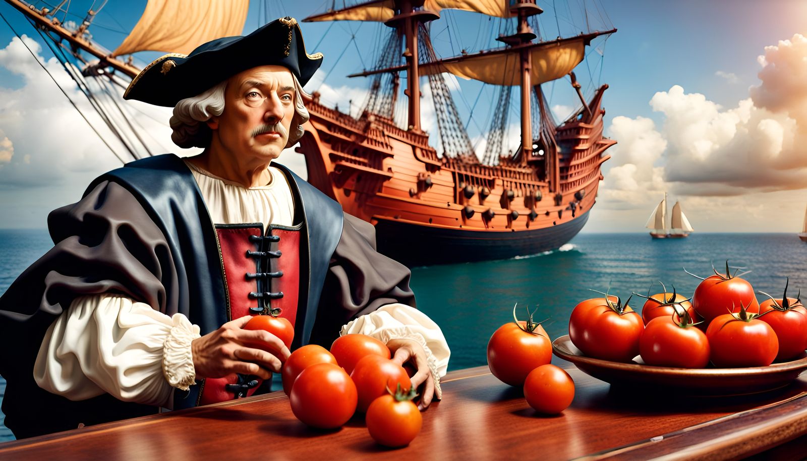 Christopher columbus and his discovery of Tomatos - AI Generated ...