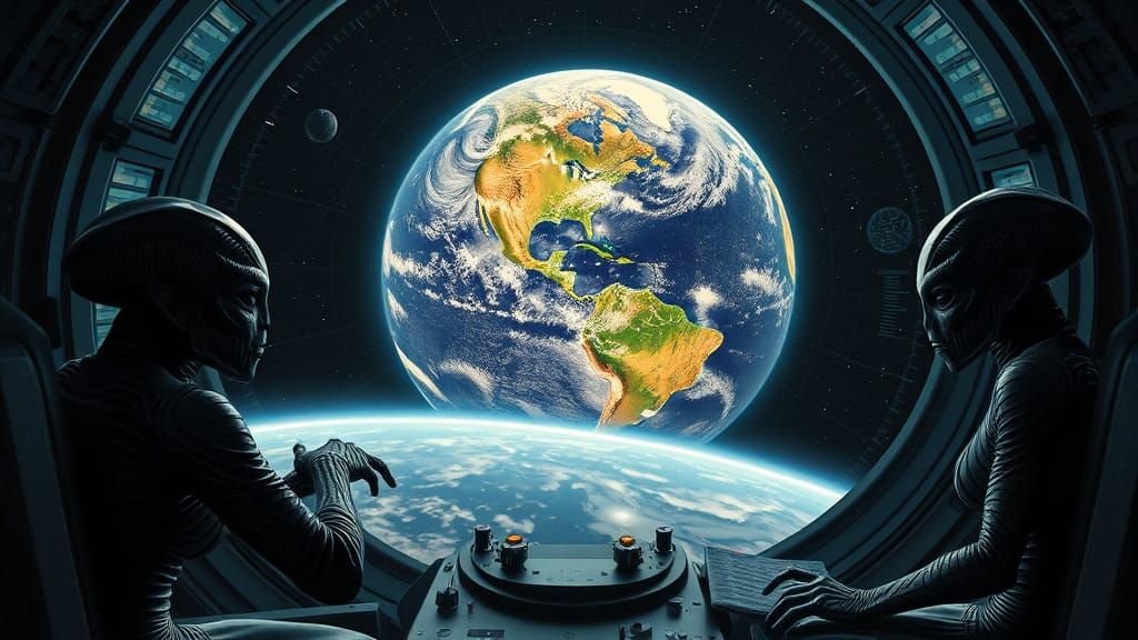 Alien Scanner Scope View of Earth in Spacecore Sty... - AI Art