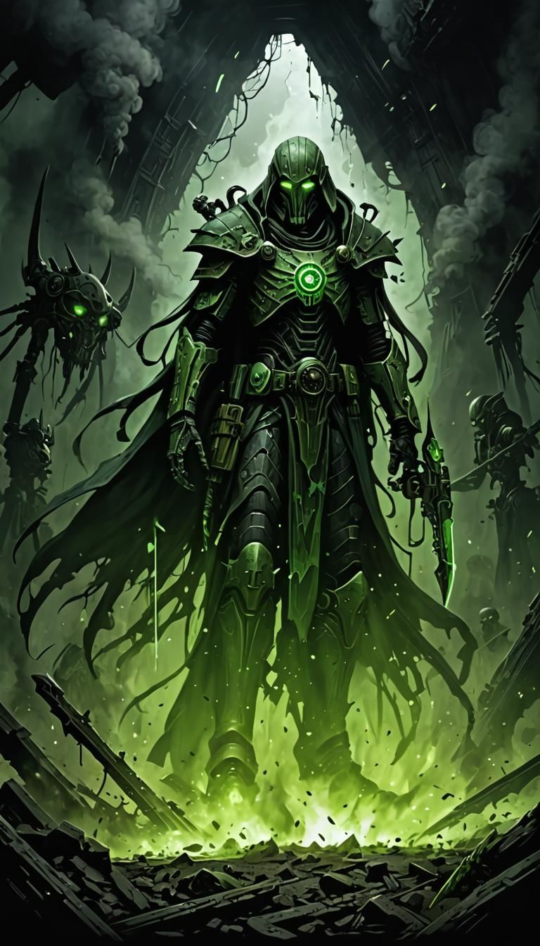 necrons comics, K'tan, an ancient celestial, rags, a torn cloak, holes ...