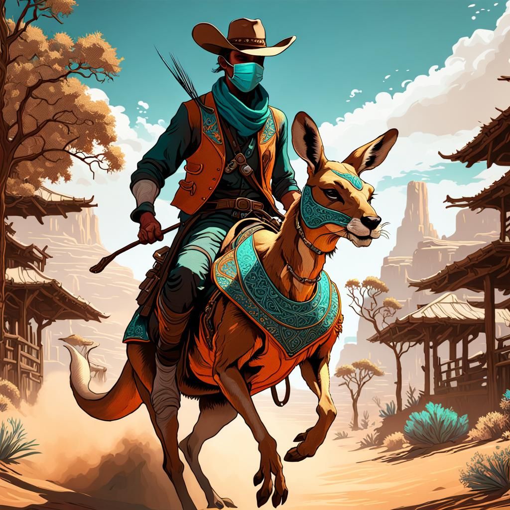 Cowboy With Kangaroo - AI Generated Artwork - NightCafe Creator