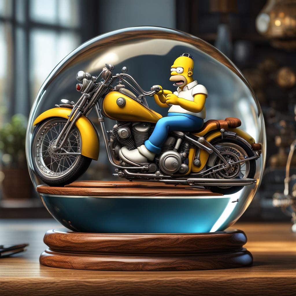 Homer Simpson Driving a motorcycle - AI Generated Artwork - NightCafe ...
