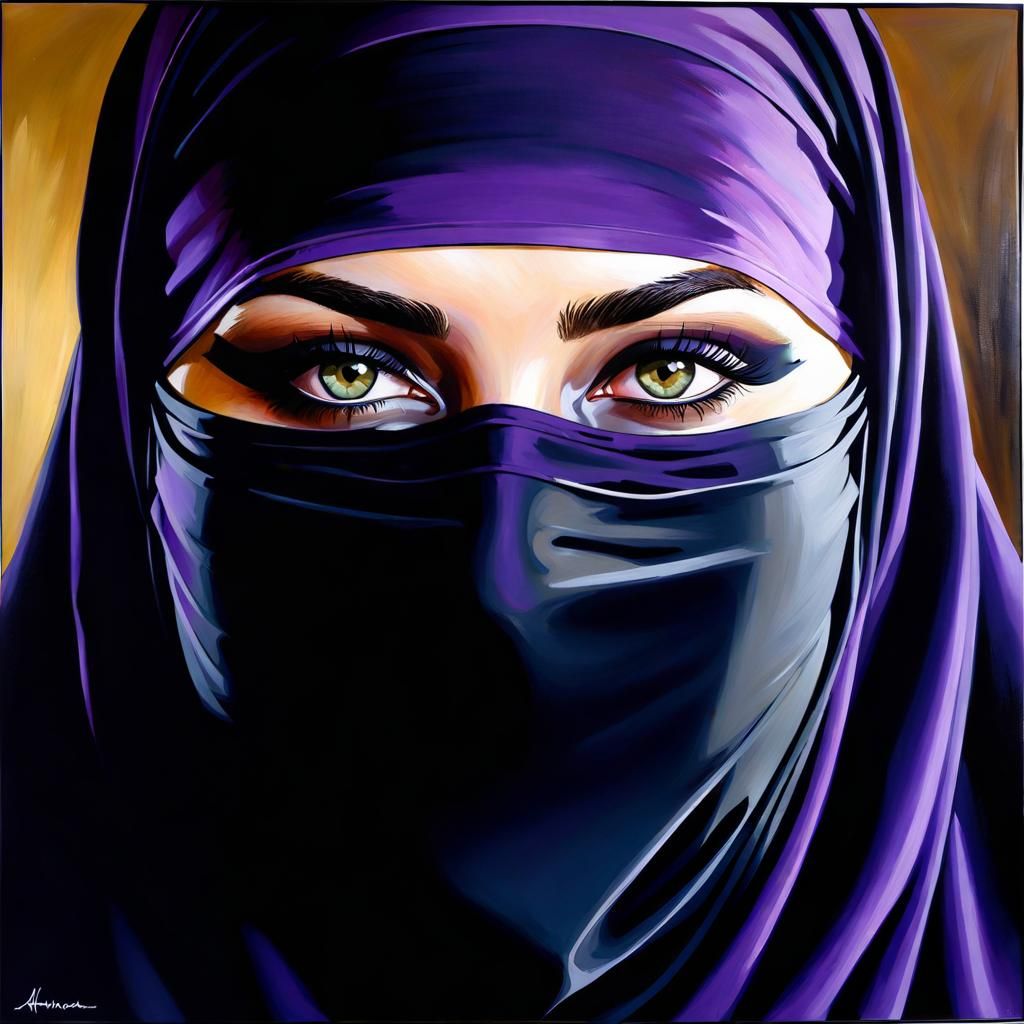 Portrait of a plus size woman wearing purple niqab - AI Generated ...