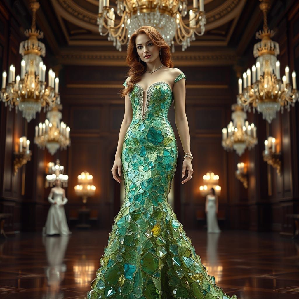 Elegant Woman in Crystal Geode Ball Gown, Opulent ... - AI Art