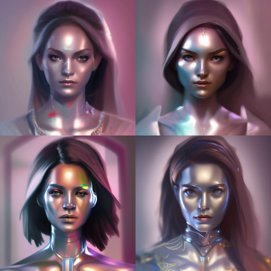 character concept art of a silver humanoid robot wearing a sari, high ...