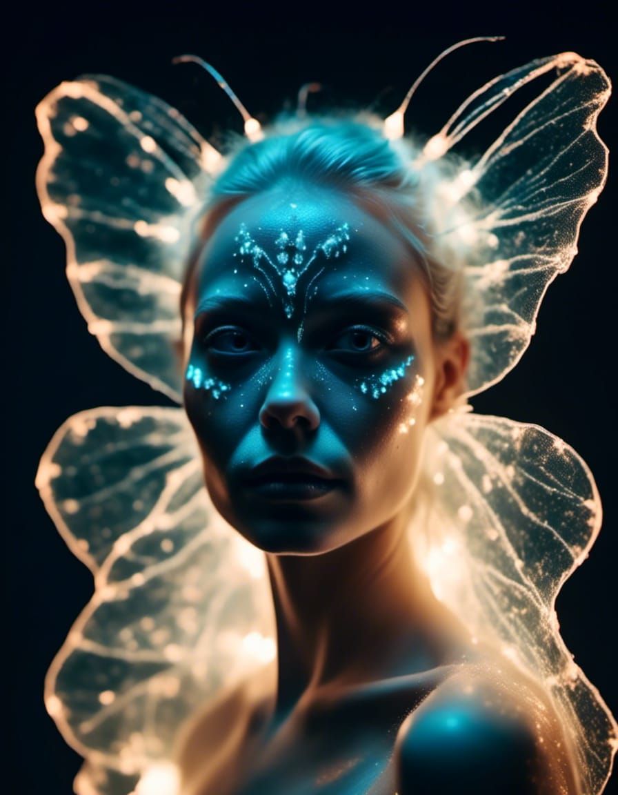 Photograph Portrait: Fairy Demon with Bioluminescent Translucent Skin ...