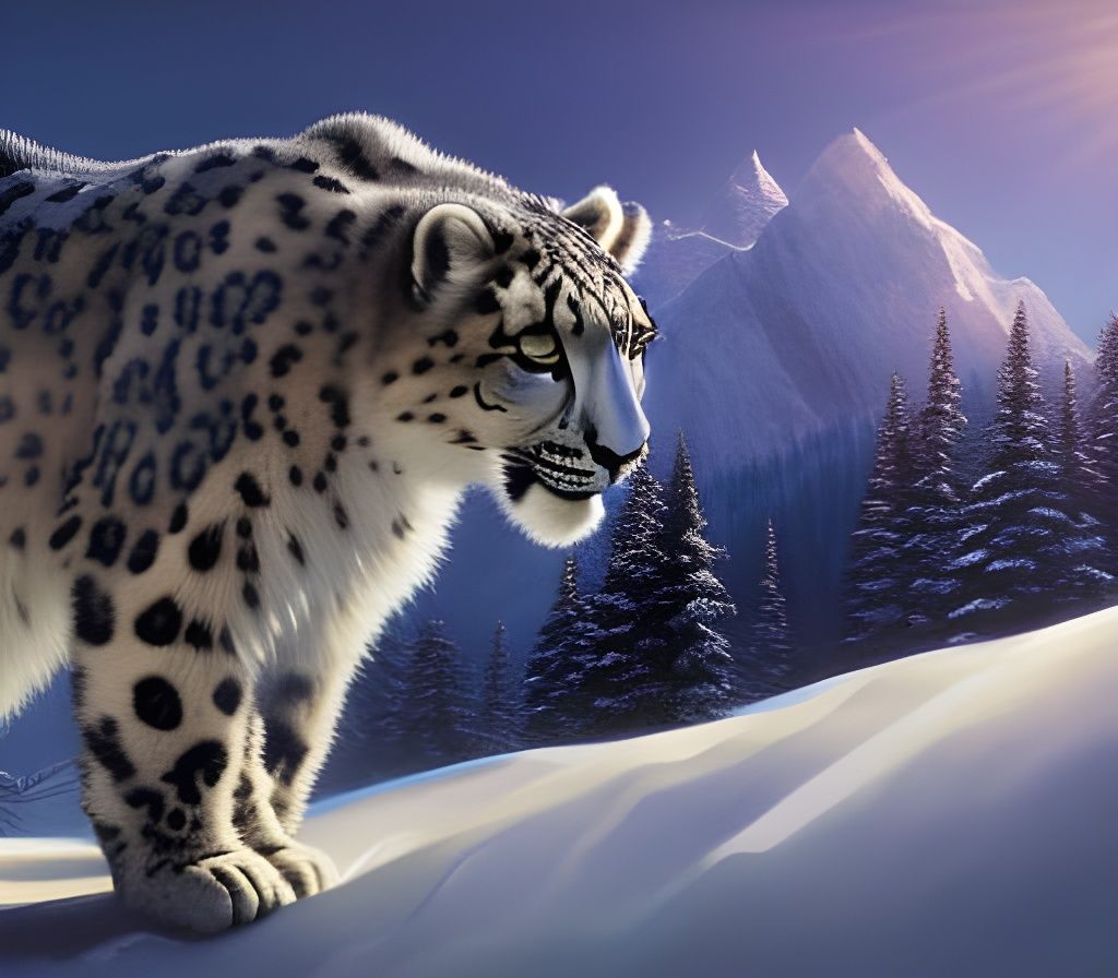 Lovely Snow Leopard - AI Generated Artwork - NightCafe Creator