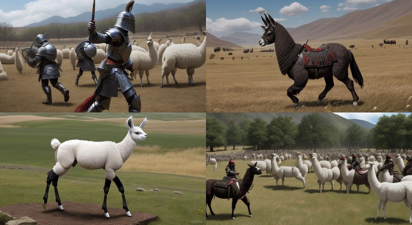 Llamageddon war for all Llama kind Llama warrior in armor on a bloody ...