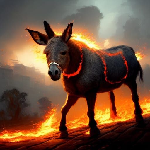 a donkey on fire - AI Generated Artwork - NightCafe Creator